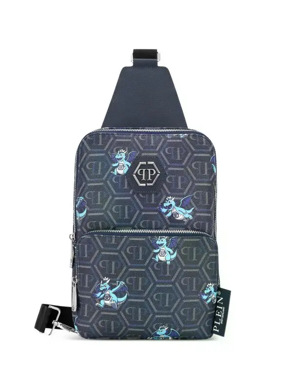 Philipp Plein Monogram-print Dragon-motif Shoulder Bag