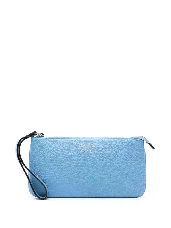 Gucci 2000-2015 Pebbled Calfskin Swing Wristlet Pouch - Blue