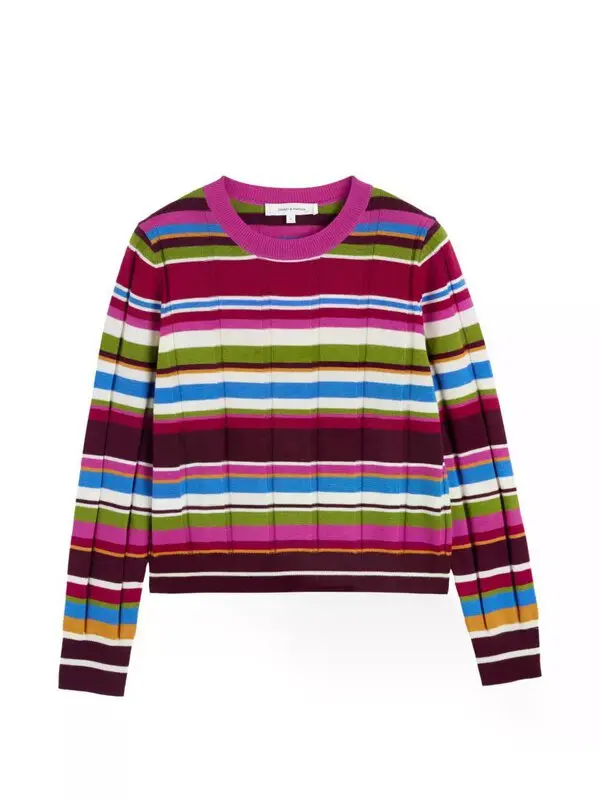 Chinti & Parker Stripe-pattern Ribbed-knit Sweater - Pink