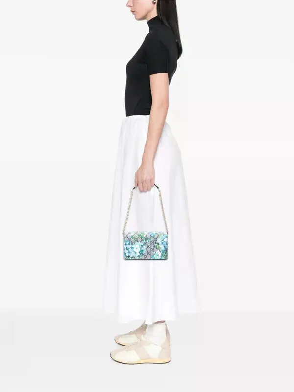 Gucci 2016-2026 Gg Supreme Blooms Wallet On Chain Shoulder Bag
