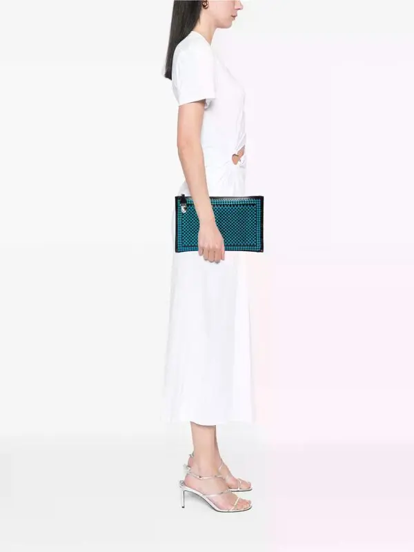 Prada Woven Goatskin Madras Zip Clutch Bag