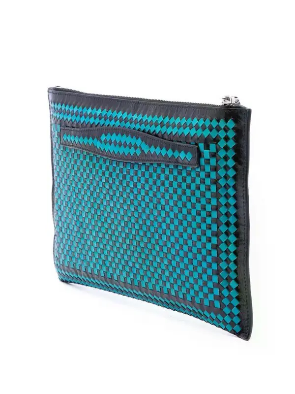 Prada Woven Goatskin Madras Zip Clutch Bag