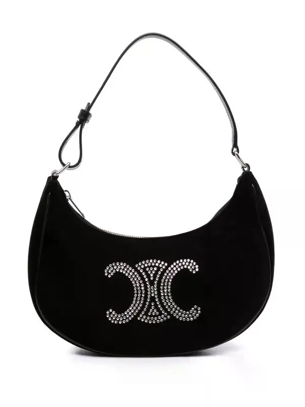 Celine Velvet Strass Triomphe Ava Shoulder Bag