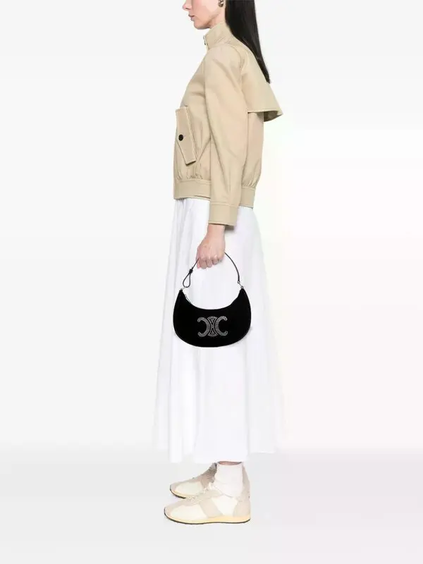 Celine Velvet Strass Triomphe Ava Shoulder Bag