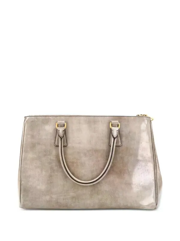 Prada Double Zip Lux Spazzolato Leather Medium Tote Bag