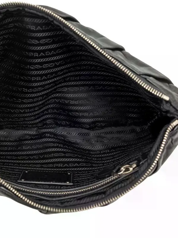 Prada Calfskin Diamond Pleated Clutch Bag