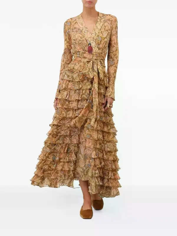 Zimmermann Ruffled Floral-print Maxi Dress - Green