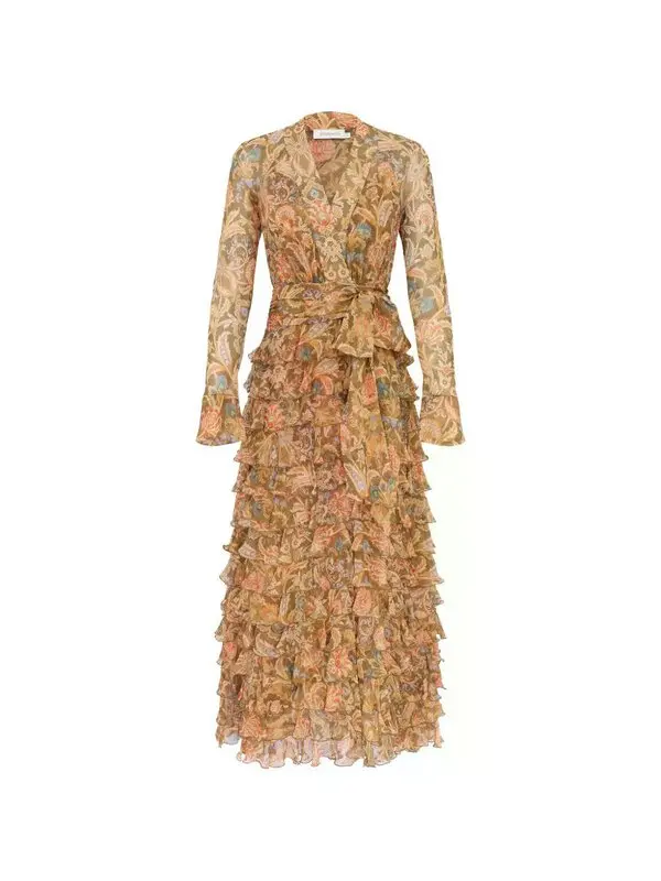 Zimmermann Ruffled Floral-print Maxi Dress - Green