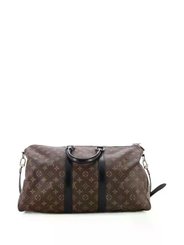 LOUIS VUITTON Keepall Bandoulière Macassar Monogram Canvas 45 Travel Bag - Black