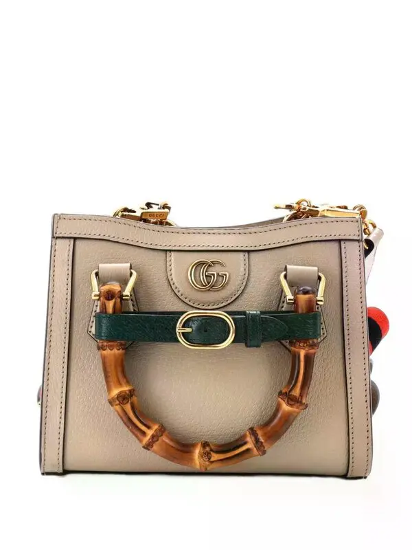 Gucci Diana Nm Bamboo Handle Tote Leather Mini Crossbody Bag - Neutrals