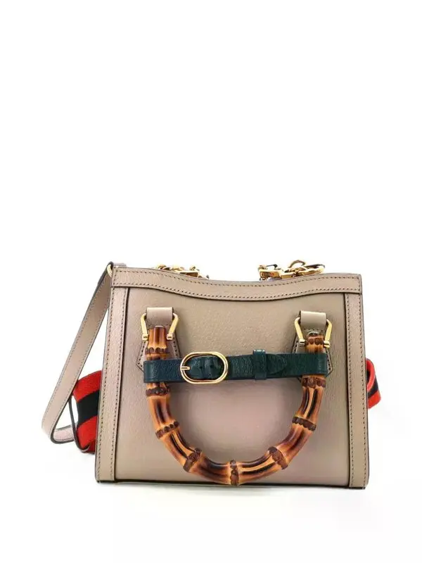 Gucci Diana Mini Bamboo Handle Tote Crossbody Bag - Neutrals