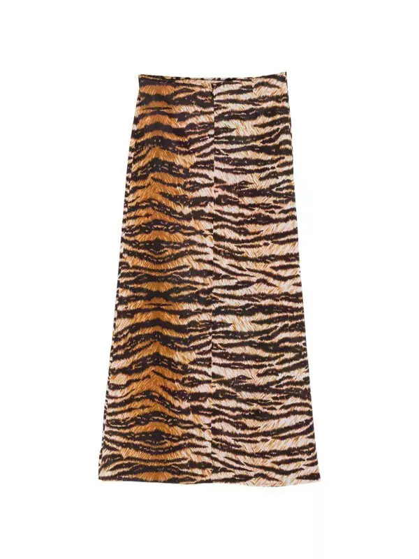 Dolce & Gabbana 2000s Tiger-print Maxi Skirt - Brown