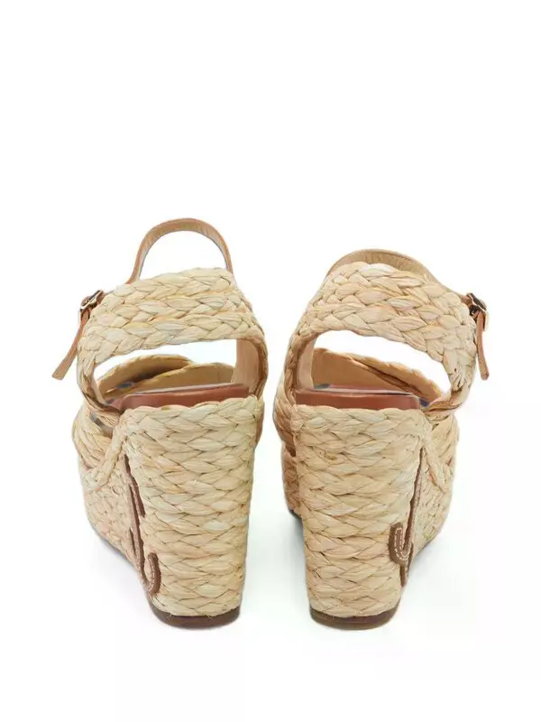 JIMMY CHOO Dellena Braided Raffia Wedge Sandals