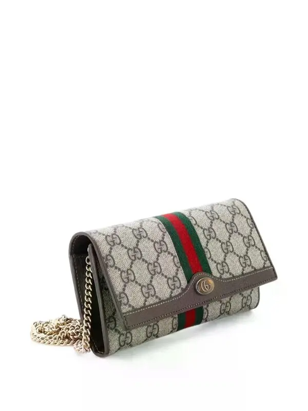 Gucci Ophidia Chain Wallet Gg Coated Canvas Crossbody Bag - Brown
