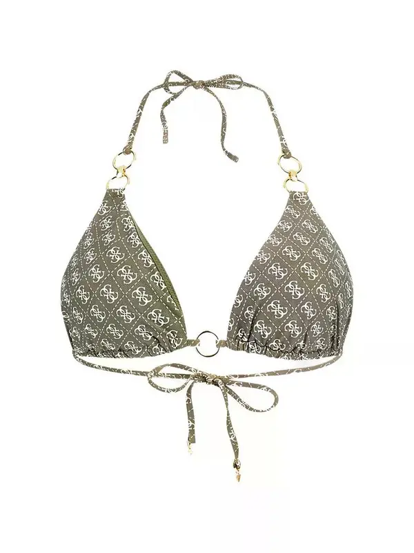 Guess 4g Logo Triangle Bikini Top - Green