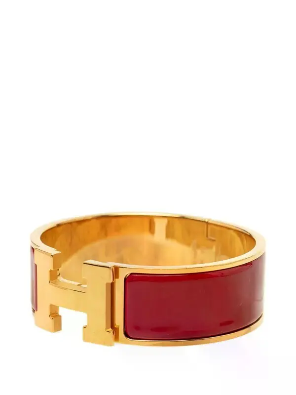 Hermès Wide Enamel Clic Clac H Bracelet Gm Costume Bracelet - Gold