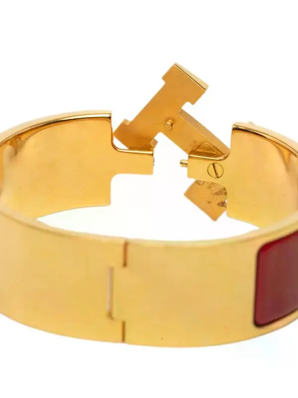 Hermès Wide Enamel Clic Clac H Bracelet Gm Costume Bracelet - Gold