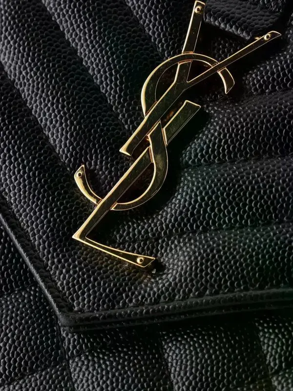 Saint Laurent Classic Monogram Envelope Wristlet Mixed Matelasse Leather Clutch Bag