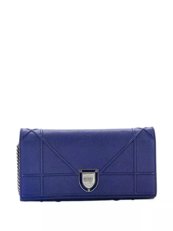 Dior Diorama Croisiere Grained Calfskin Chain Wallet Clutch Bag - Blue