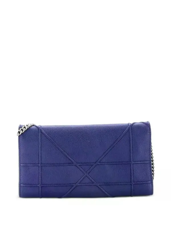 Dior Diorama Croisiere Grained Calfskin Chain Wallet Clutch Bag - Blue