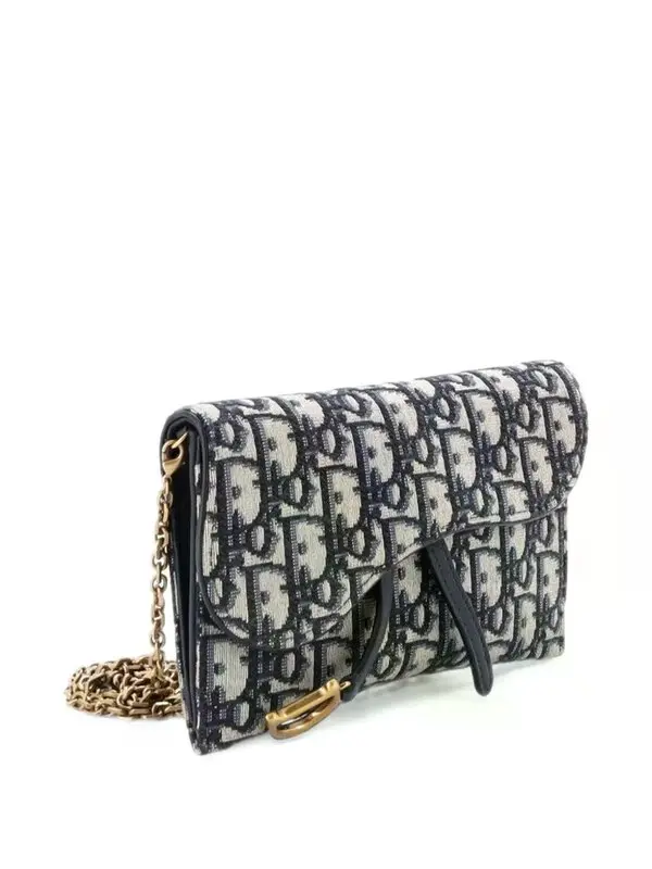 Dior Saddle Chain Wallet Oblique Canvas Crossbody Bag