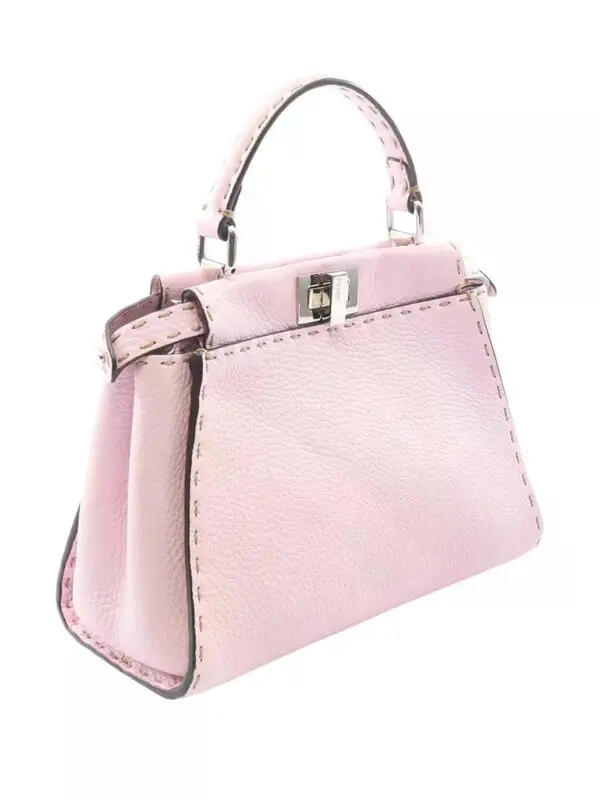 Fendi 2000-2010 Mini Leather Selleria Peekaboo Iconic Satchel - Pink