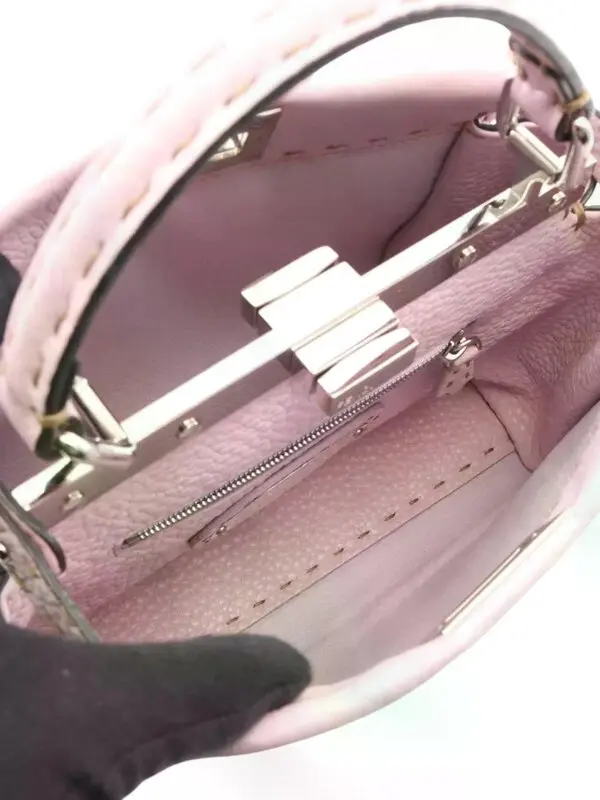 Fendi 2000-2010 Mini Leather Selleria Peekaboo Iconic Satchel - Pink