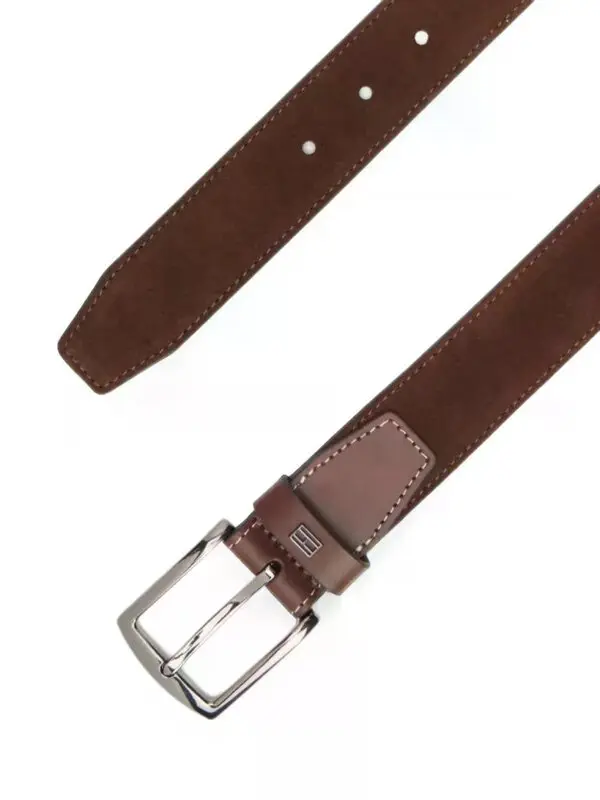 Tommy Hilfiger Suede Logo-plaque Belt - Brown