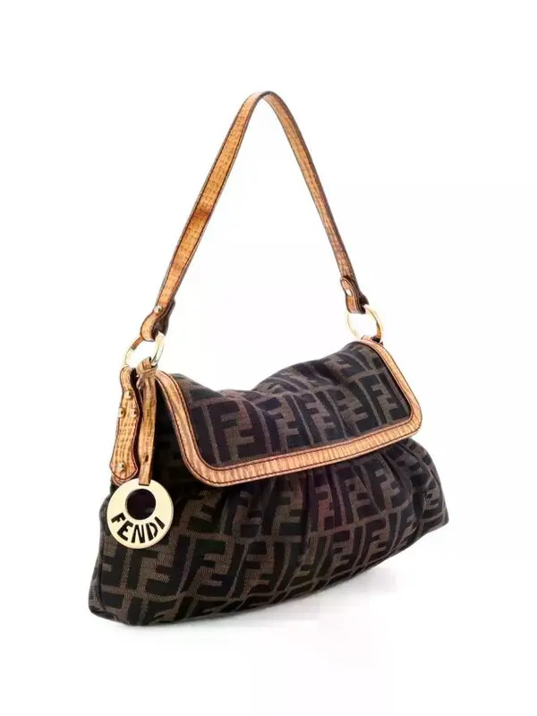 Fendi Chef Flap Bag Zucca Canvas Small Shoulder Bag