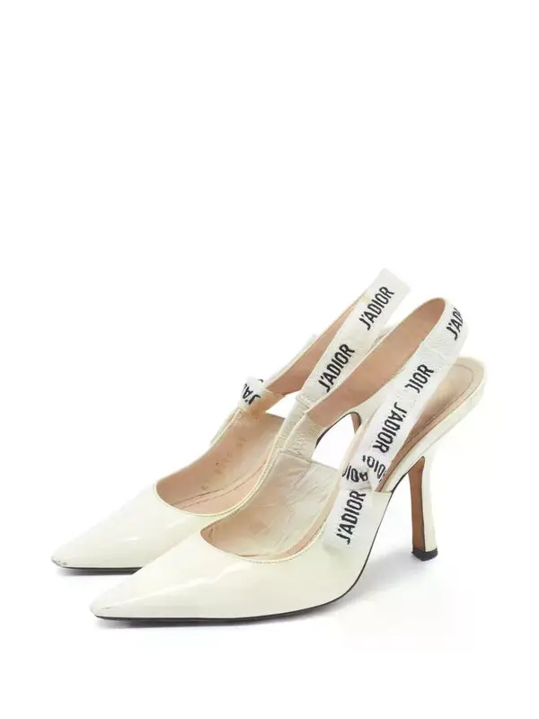 Dior Patent Leather J'adior Slingback Pumps - White