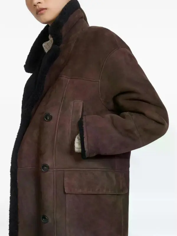 YVES SALOMON Double-breasted Shearling Peacoat