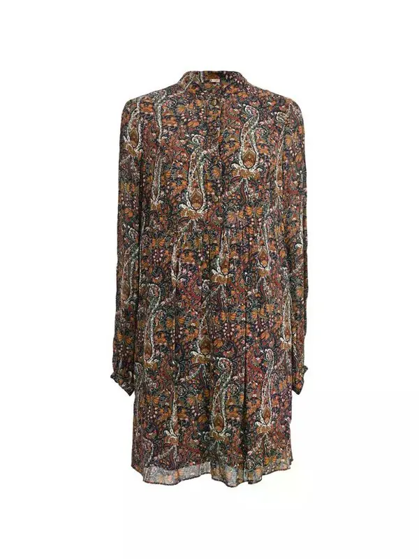 Saint Laurent 2023 Floral Paisley Tunic Mini Dress - Black