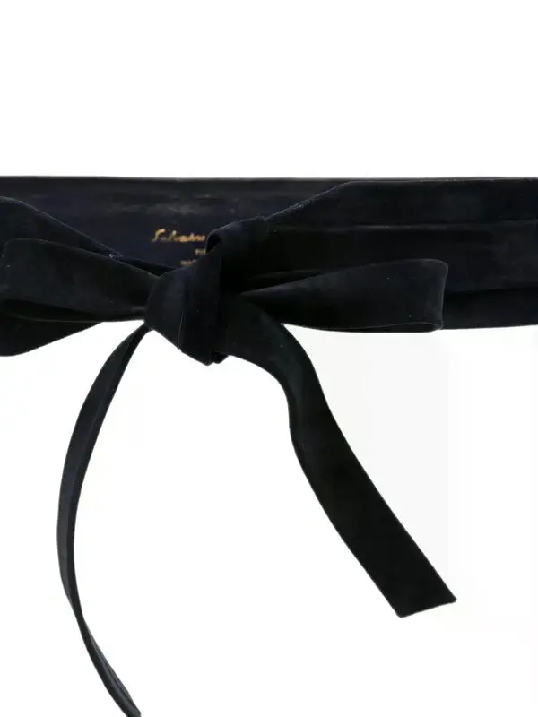 FERRAGAMO 1970s Bow-detail Suede Belt