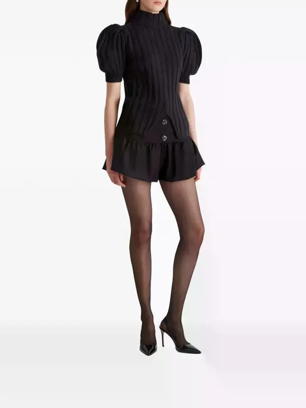 VIOLANTE NESSI Ribbed-knit Puff-sleeve Sweater