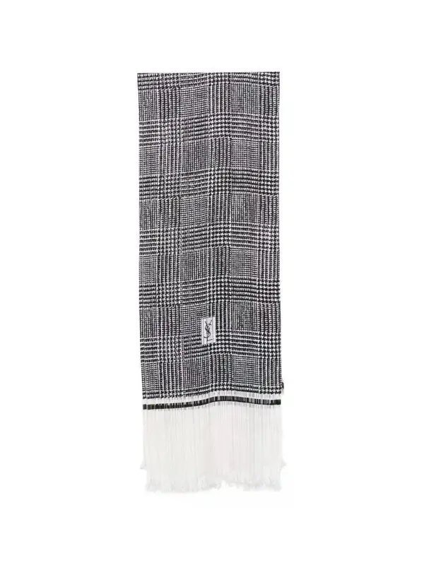 Saint Laurent 1990s Glen Check Scarf - Black