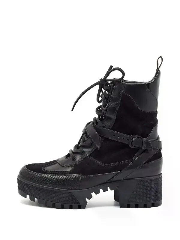 LOUIS VUITTON Laureate Leather Combat Boots - Black