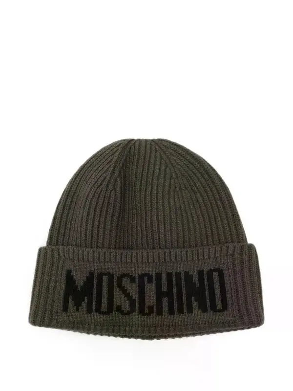 Moschino Logo-intarsia Ribbed-knit Beanie Hat