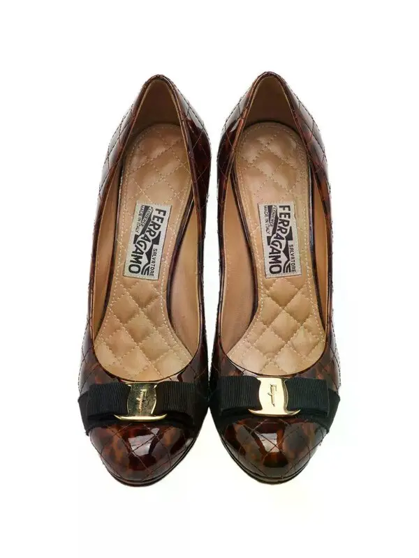 FERRAGAMO Vara Bow Leopard-print Pumps - Brown