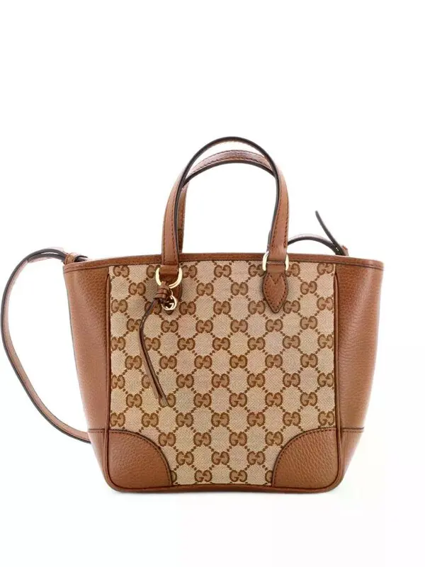 Gucci Bree Convertible Tote Gg Canvas With Leather Small Crossbody Bag - Brown