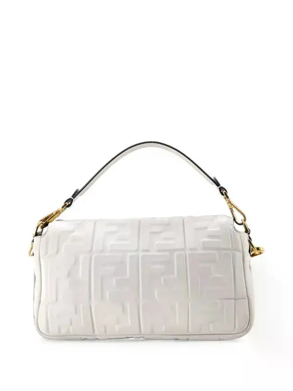 Fendi Baguette Nm Bag Zucca Embossed Leather Medium Crossbody Bag