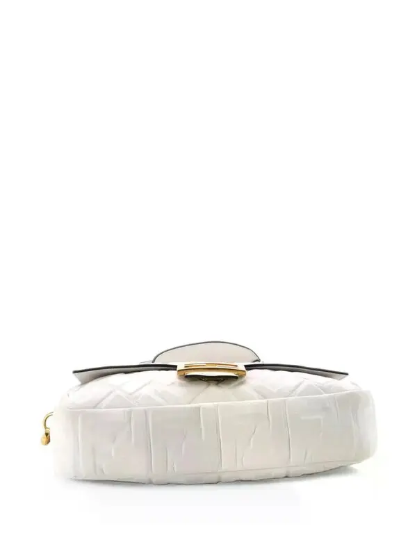 Fendi Baguette Nm Bag Zucca Embossed Leather Medium Crossbody Bag