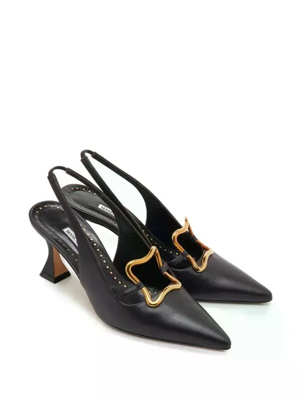 Manolo Blahnik Nikkal Buckle Slingback Pumps - Brown