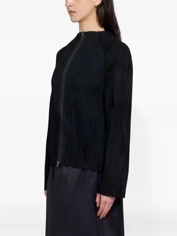 AMOMENTO Pleated Zip-up Cardigan