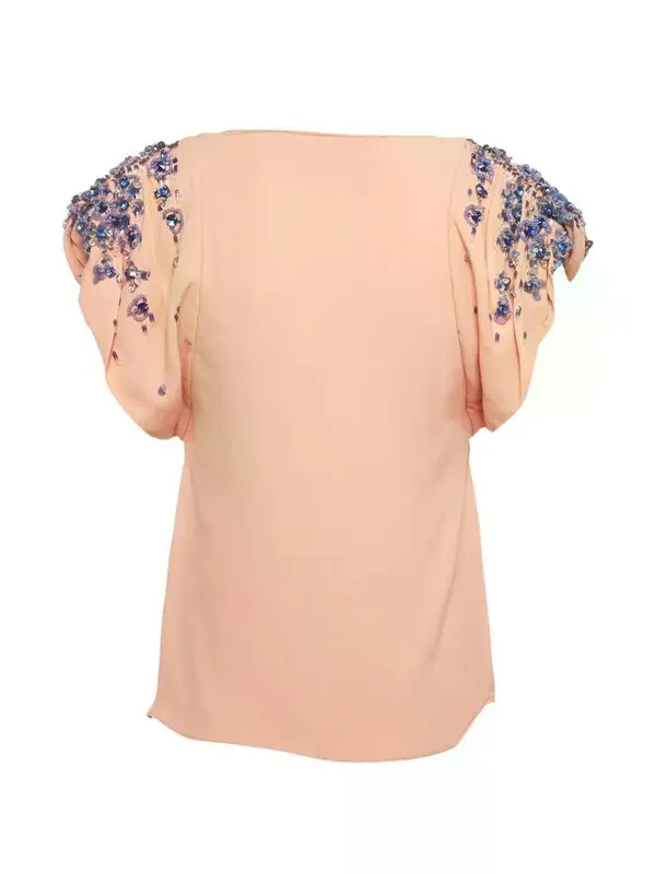 Miu Miu Embellished Crepe T-shirt - Orange