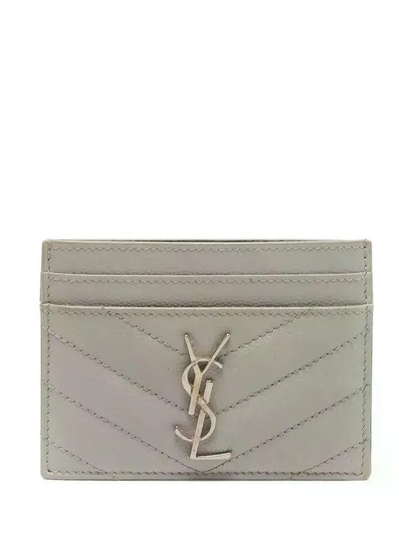 Saint Laurent 2016 Matelassé Monogram Card Holder - Neutrals