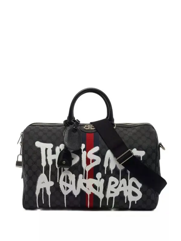 Balenciaga X Gucci Medium The Hacker Project Graffiti Holdalls Bag - Grey