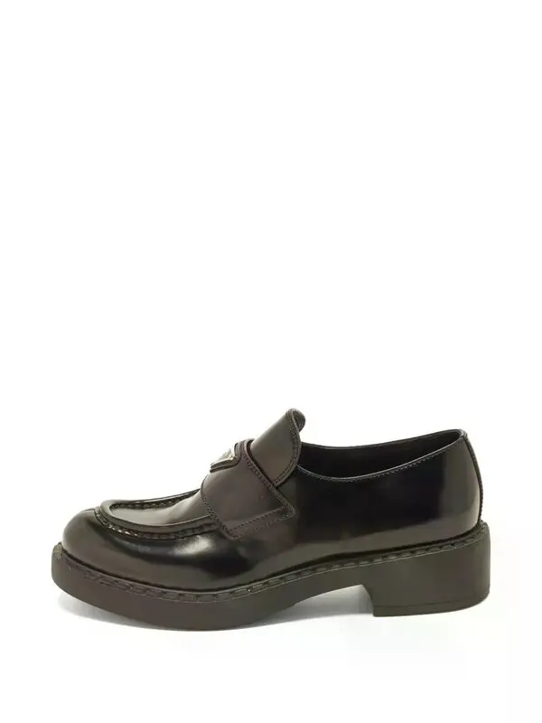 Prada Brushed Leather Chunky Loafers - Black