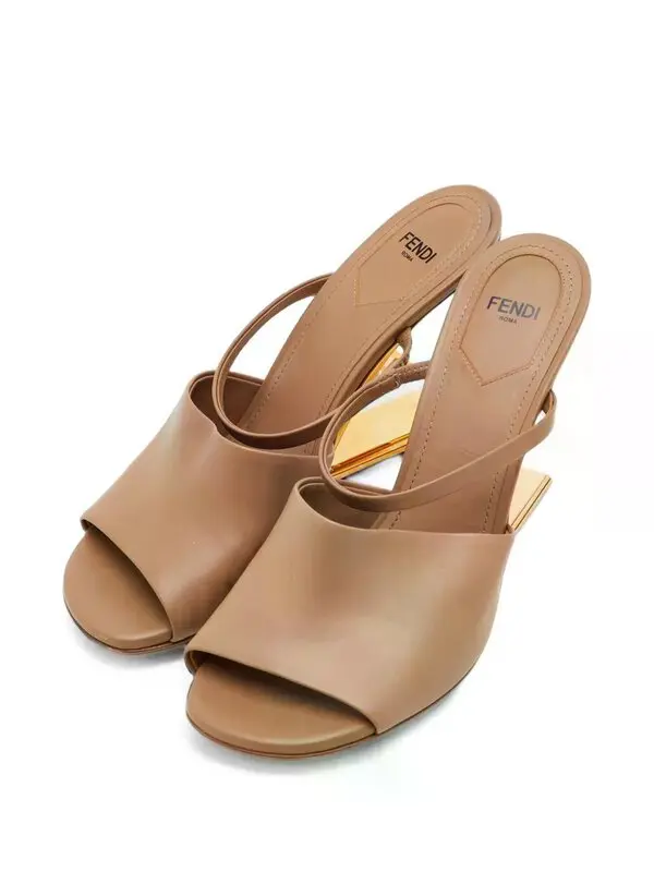 Fendi Brown Leather First Heeled Sandals