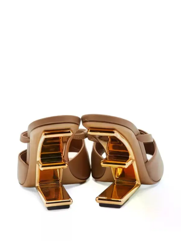 Fendi Brown Leather First Heeled Sandals