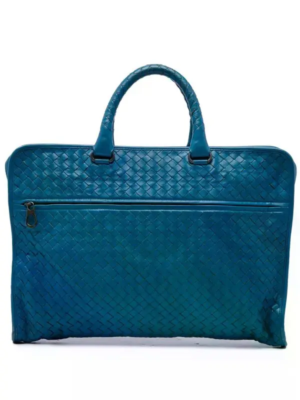 Bottega Veneta 2012-2026 Nappa Intrecciato Briefcase Business Bag - Blue